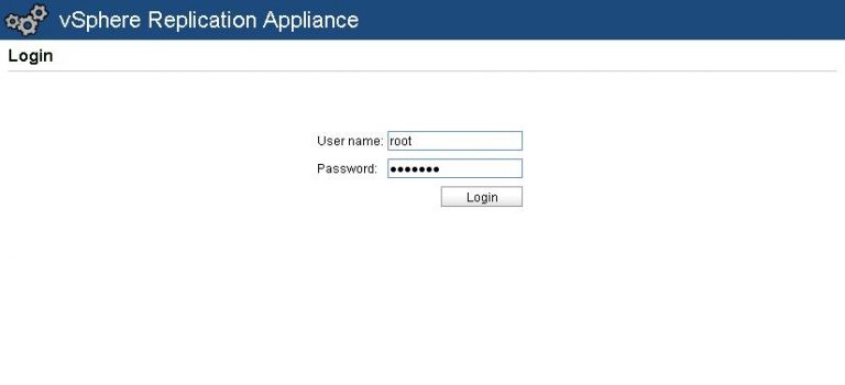 vSphere Replication Appliance Login Password